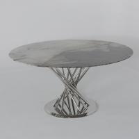 China Mirrored 48 Round Marble Dining Table For Restaurant And Dining Room for sale