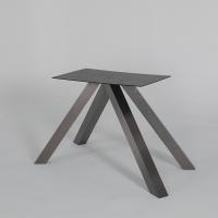 China Gun Black Stainless Steel Dining Table 2000x1000x750mm Natural Marble Top Iron Base for sale