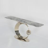 China Stainless Steel Console Table 1500x420x770mm Bright Champagne Gold Marble Top for sale