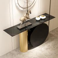 China Stainless Steel Console Table 1500x400x850mm Brushed Gold Marble Top Wall Table for sale