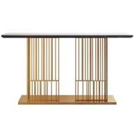 China Stainless Steel Console Table 1500x400x800mm Brushed Gold Metal Base Hotel Living Room for sale