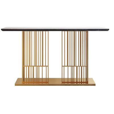 China Stainless Steel Console Table 1500x400x800mm Brushed Gold Metal Base Hotel Living Room for sale