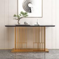 China Stainless Steel Console Table 1500x400x800mm Brushed Gold Metal Base Hotel Living Room for sale