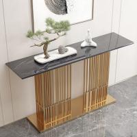 China Stainless Steel Console Table 1500x400x800mm Brushed Gold Metal Base Hotel Living Room for sale