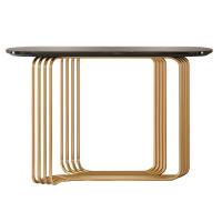 China Rectangle Stainless Steel Console Table 1500x400x800mm Brushed Gold Metal Wall Table for Hotel Villa Living Room for sale
