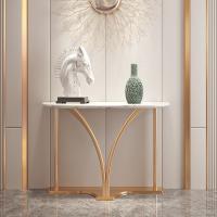 China Stainless Steel Console Table 1500x400x850mm Brushed Gold Marble Top Hotel Villa Living Room for sale