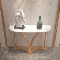 China Stainless Steel Console Table 1500x400x850mm Brushed Gold Marble Top Hotel Villa Living Room for sale