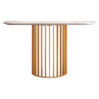 China Titanium Gold Marble Top Console Table With Metal Base White for sale