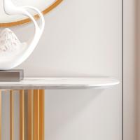 China Titanium Gold Marble Top Console Table With Metal Base White for sale