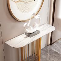 China Titanium Gold Marble Top Console Table With Metal Base White for sale