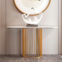 China Titanium Gold Marble Top Console Table With Metal Base White for sale