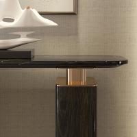 China Walnut Veneer Console Table 1200x400x850mm Black Marble Top Brass Gold Base for sale