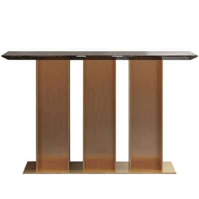 China Brass Gold Marble Console Table 1500x350x850mm Stainless Steel Base Hotel Use for sale