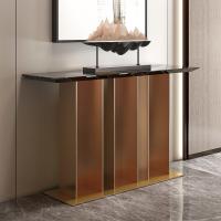 China Brass Gold Marble Console Table 1500x350x850mm Stainless Steel Base Hotel Use for sale