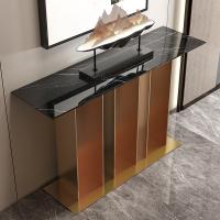 China Brass Gold Marble Console Table 1500x350x850mm Stainless Steel Base Hotel Use for sale