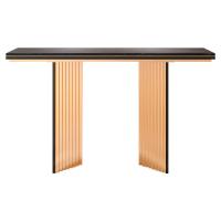 China Stainless Steel Console Table 1200mm Dark Oak Legs Brass Gold Base Marble Top Villa Living Room for sale