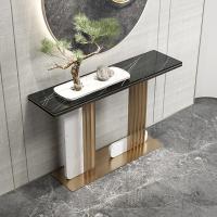 China Wall Brass Gold Console Table Customized Marble Console Table 1500mm Storage for sale