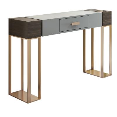 China Wooden Console Table with Marble Top and Brass Gold Drawers 1200x400x850mm for sale