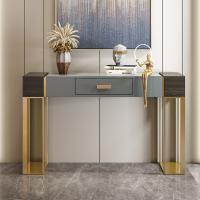 China Wooden Console Table with Marble Top and Brass Gold Drawers 1200x400x850mm for sale
