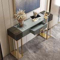 China Wooden Console Table with Marble Top and Brass Gold Drawers 1200x400x850mm for sale