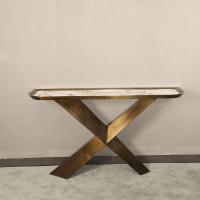 China Wall Brass Gold And Marble Console Table With Stainless Steel Base for sale