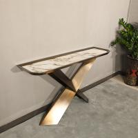 China Wall Brass Gold And Marble Console Table With Stainless Steel Base for sale