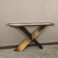 China Wall Brass Gold And Marble Console Table With Stainless Steel Base for sale