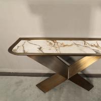 China Wall Brass Gold And Marble Console Table With Stainless Steel Base for sale