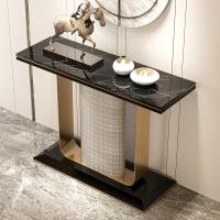 China Wooden Base Black Marble Console Table Satin Finish Narrow Marble Console Table for sale
