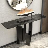 China Bronze Black And Marble Console Table Stainless Steel and Walnut for sale