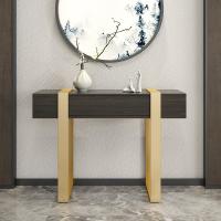 China Oak Black Marble Top Console Table With Two Drawers Satin Finish for sale