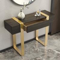 China Oak Black Marble Top Console Table With Two Drawers Satin Finish for sale