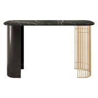 China Iron Stainless Steel Console Table 1500x330x800mm Brushed Gold Marble Top for sale