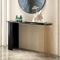 China Iron Stainless Steel Console Table 1500x330x800mm Brushed Gold Marble Top for sale