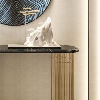 China Iron Stainless Steel Console Table 1500x330x800mm Brushed Gold Marble Top for sale