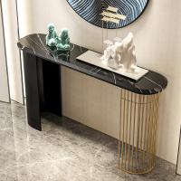 China Iron Stainless Steel Console Table 1500x330x800mm Brushed Gold Marble Top for sale