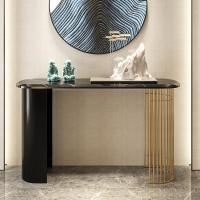 China Iron Stainless Steel Console Table 1500x330x800mm Brushed Gold Marble Top for sale
