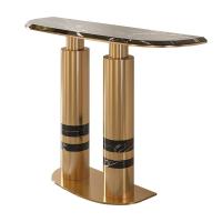 China Brass Gold Console Table Stainless Steel Base Black Marble Top 1200x400x850mm for sale