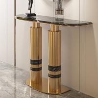 China Brass Gold Console Table Stainless Steel Base Black Marble Top 1200x400x850mm for sale