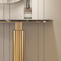 China Brass Gold Console Table Stainless Steel Base Black Marble Top 1200x400x850mm for sale