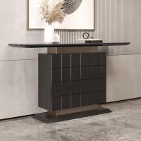 China Stainless Steel Console Table 1500mm Dark Oak Marble Top Two Doors Storage for sale