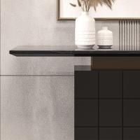 China Stainless Steel Console Table 1500mm Dark Oak Marble Top Two Doors Storage for sale