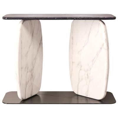 China Customized Iron Base Marble Top Console Table 1200x400x900mm Stainless Steel for sale