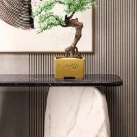China Customized Iron Base Marble Top Console Table 1200x400x900mm Stainless Steel for sale