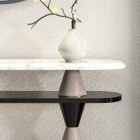 China Satin Finish Wood and Marble Console Table 1500x330x800mm Brass Gold Custom for sale