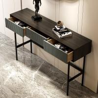 China Oak Marble Top Console Table with Drawers Slim 1200x350x850mm Entryway Furniture for sale
