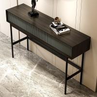 China Oak Marble Top Console Table with Drawers Slim 1200x350x850mm Entryway Furniture for sale