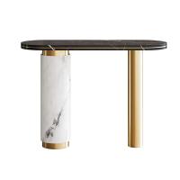 China Brass Gold Stainless Steel Console Table 1200x400x800mm Black Marble Top for sale