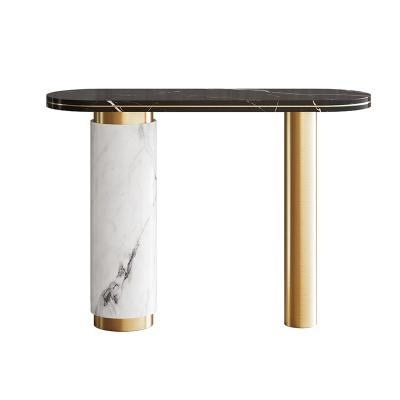 China Brass Gold Stainless Steel Console Table 1200x400x800mm Black Marble Top for sale