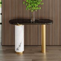 China Brass Gold Stainless Steel Console Table 1200x400x800mm Black Marble Top for sale